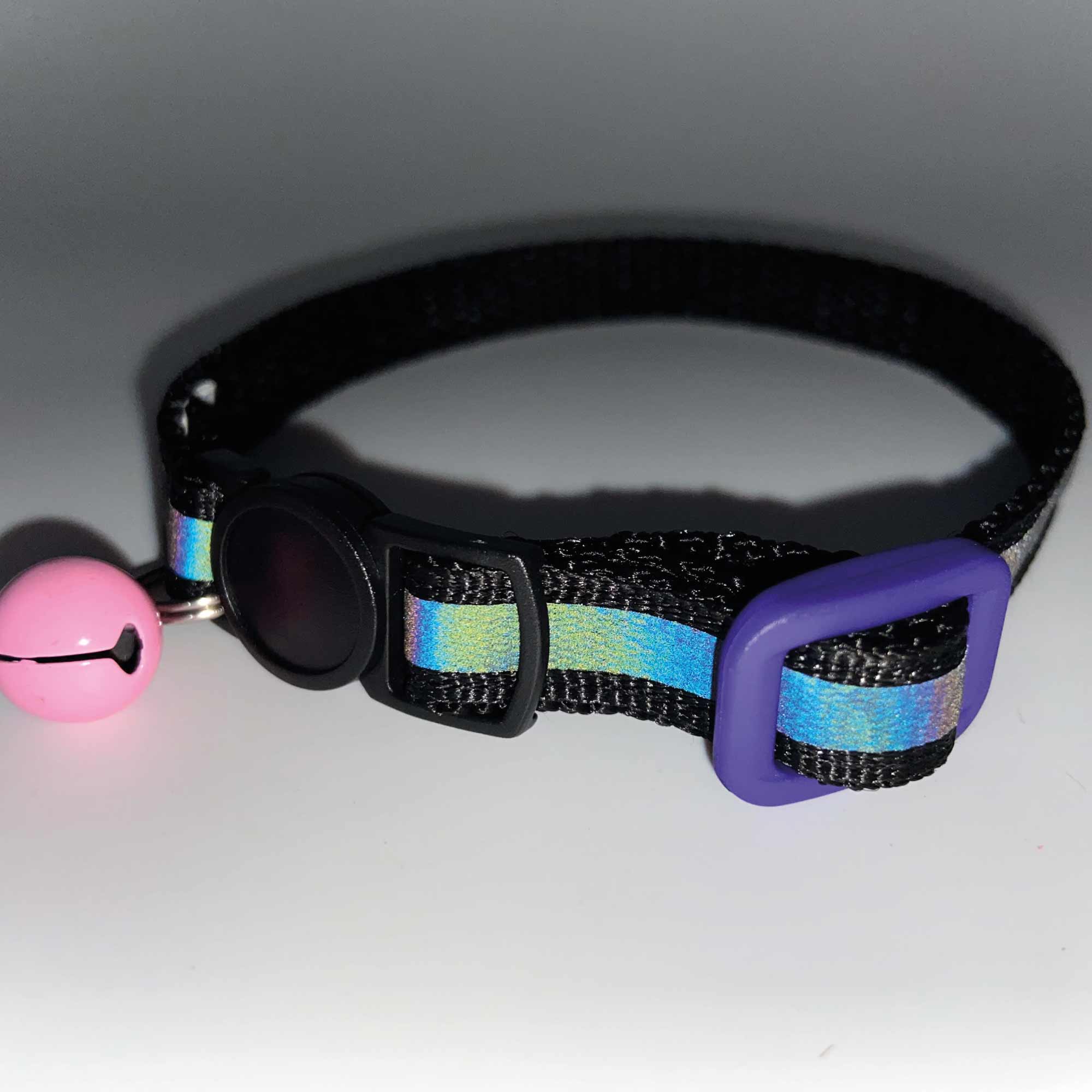 REFLECTIVE Woven Iridescent Cat Collar – Bells & Whiskers Fabric ...