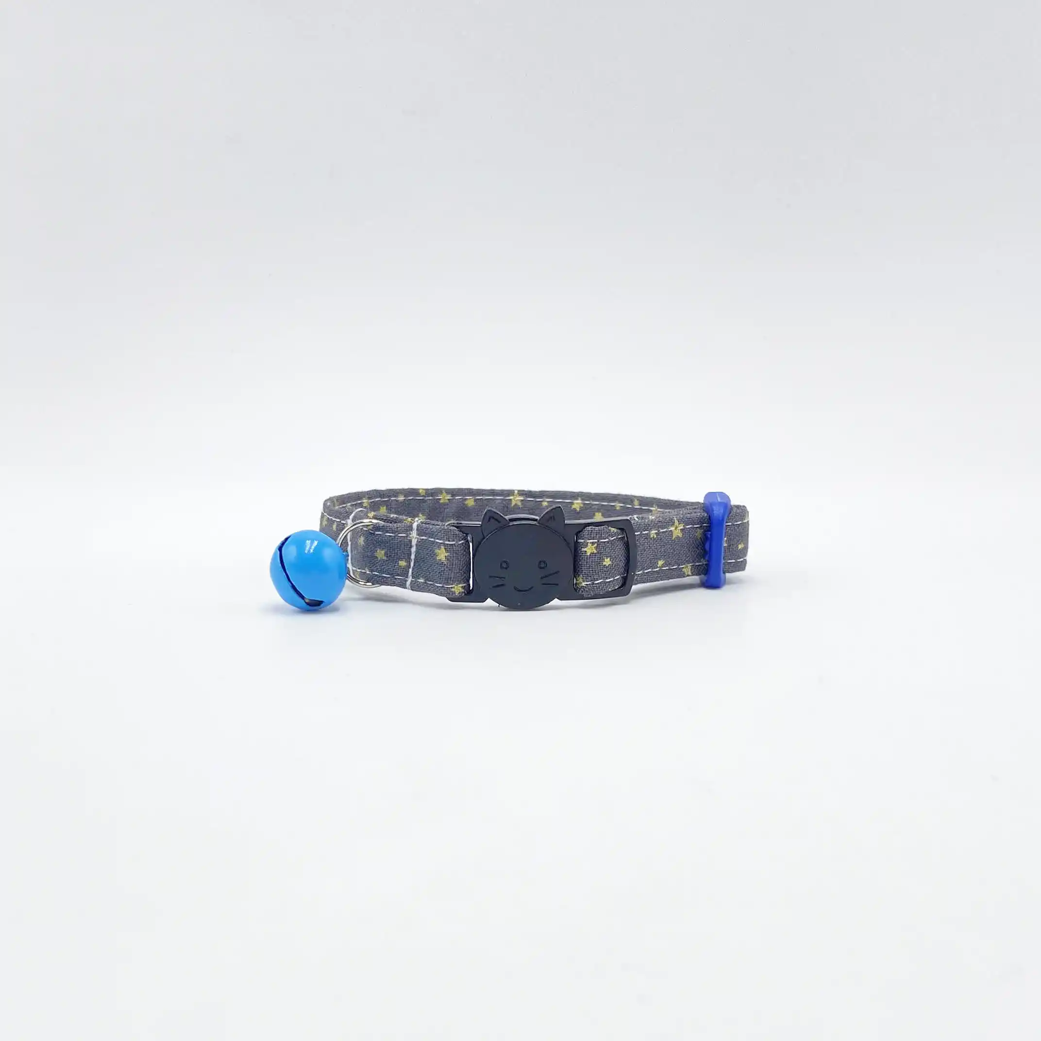 Grey Cat Collar with Gold Star Print – Bells & Whiskers Fabric Collars ...